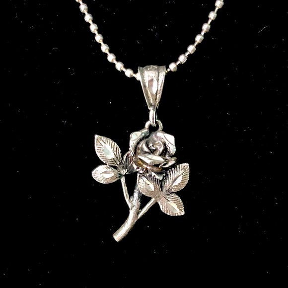 Jewelry | Sterling Silver Etched Rose Pendant | Poshmark